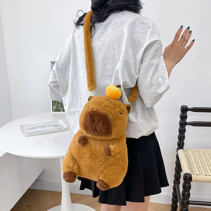 Capybara Plush Backpack With Fur Straps – CapyCool